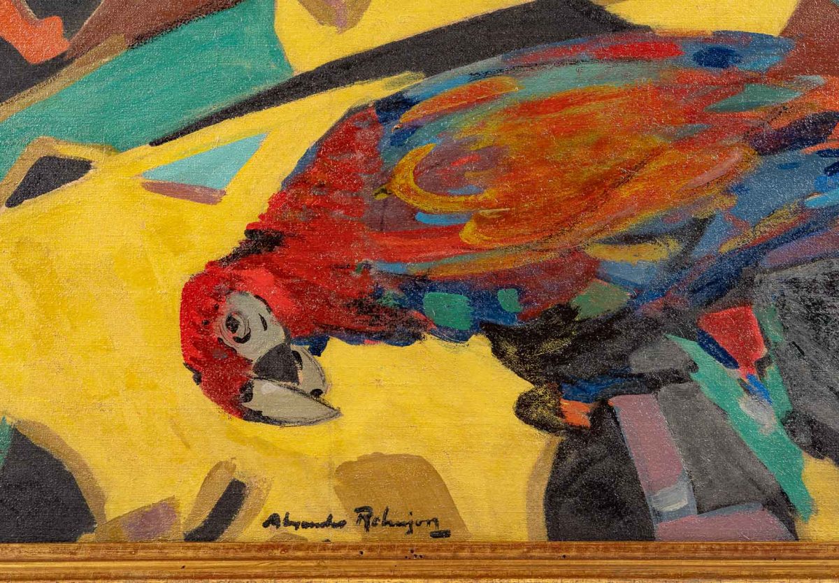 Femme aux perroquets de Alexander Robinson, Galerie Ballesteros