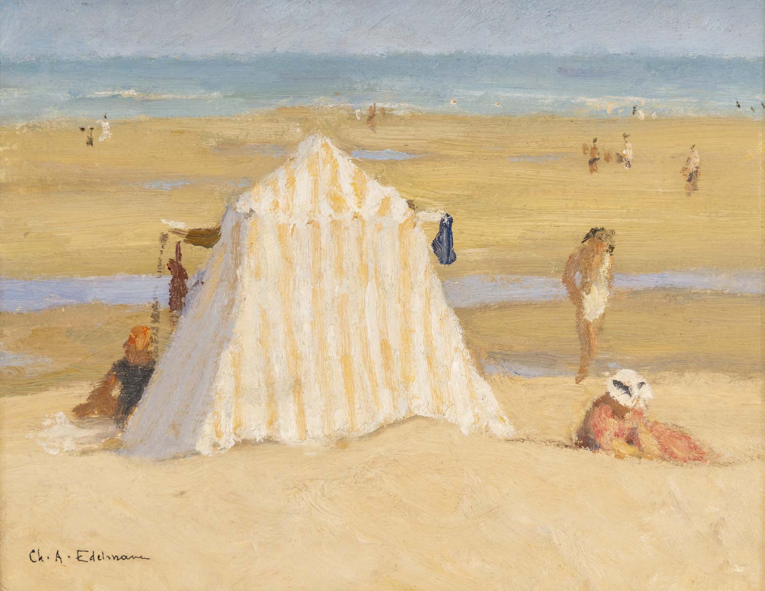 Beach scene, Charles Auguste Edelmann, Ballesteros Gallery